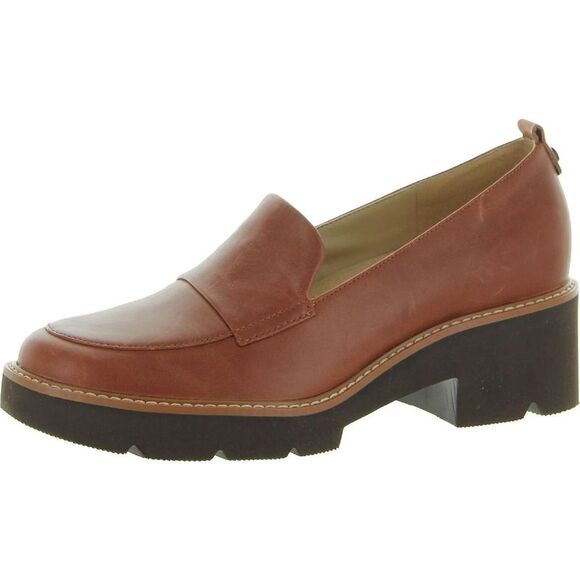 Naturalizer | Shoes | Naturalizer Womens Darry Brown Leather Slip On Loafer Heels Shoes ...